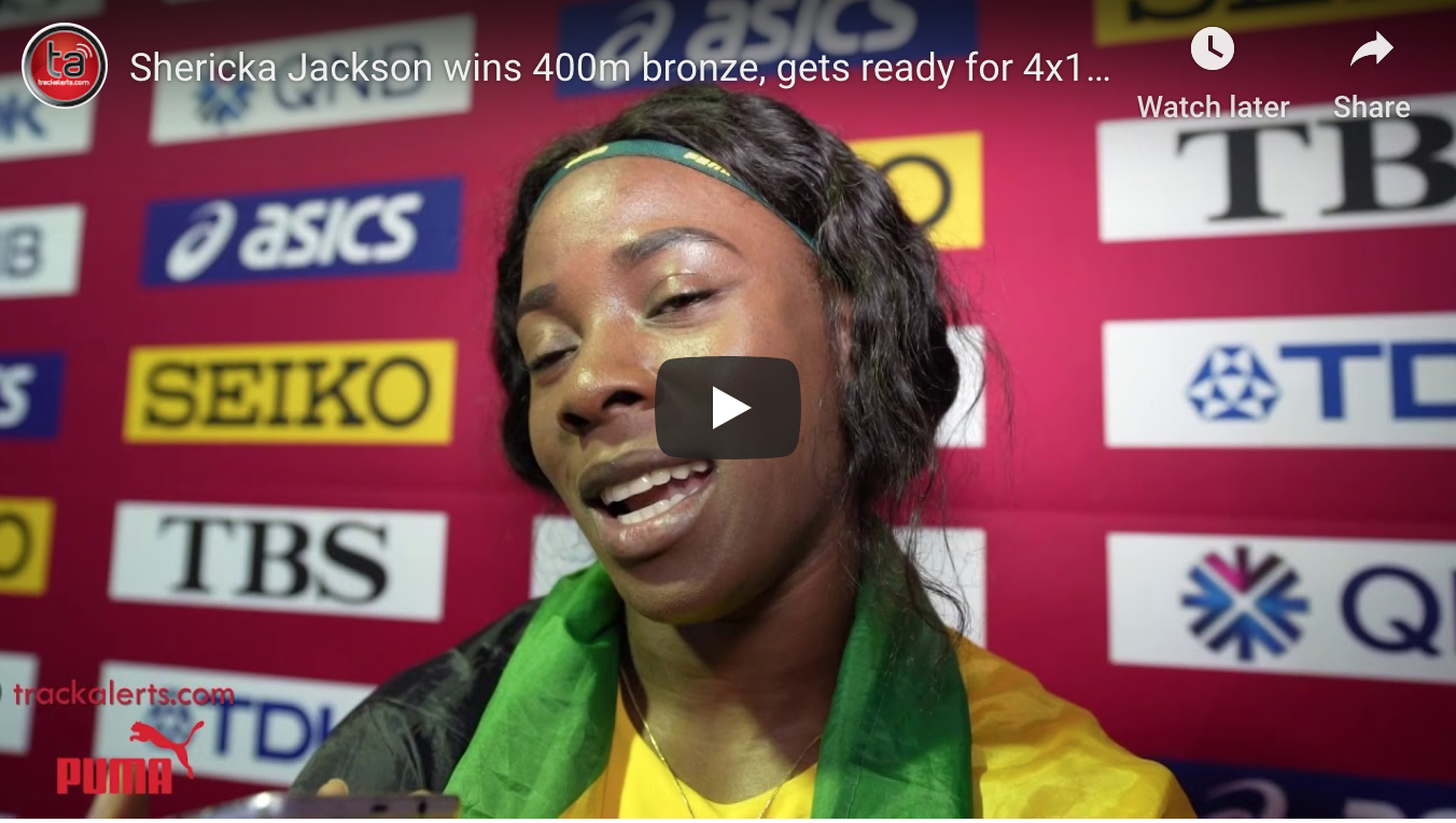 Shericka Jackson happy with her bronze medal #Doha2019